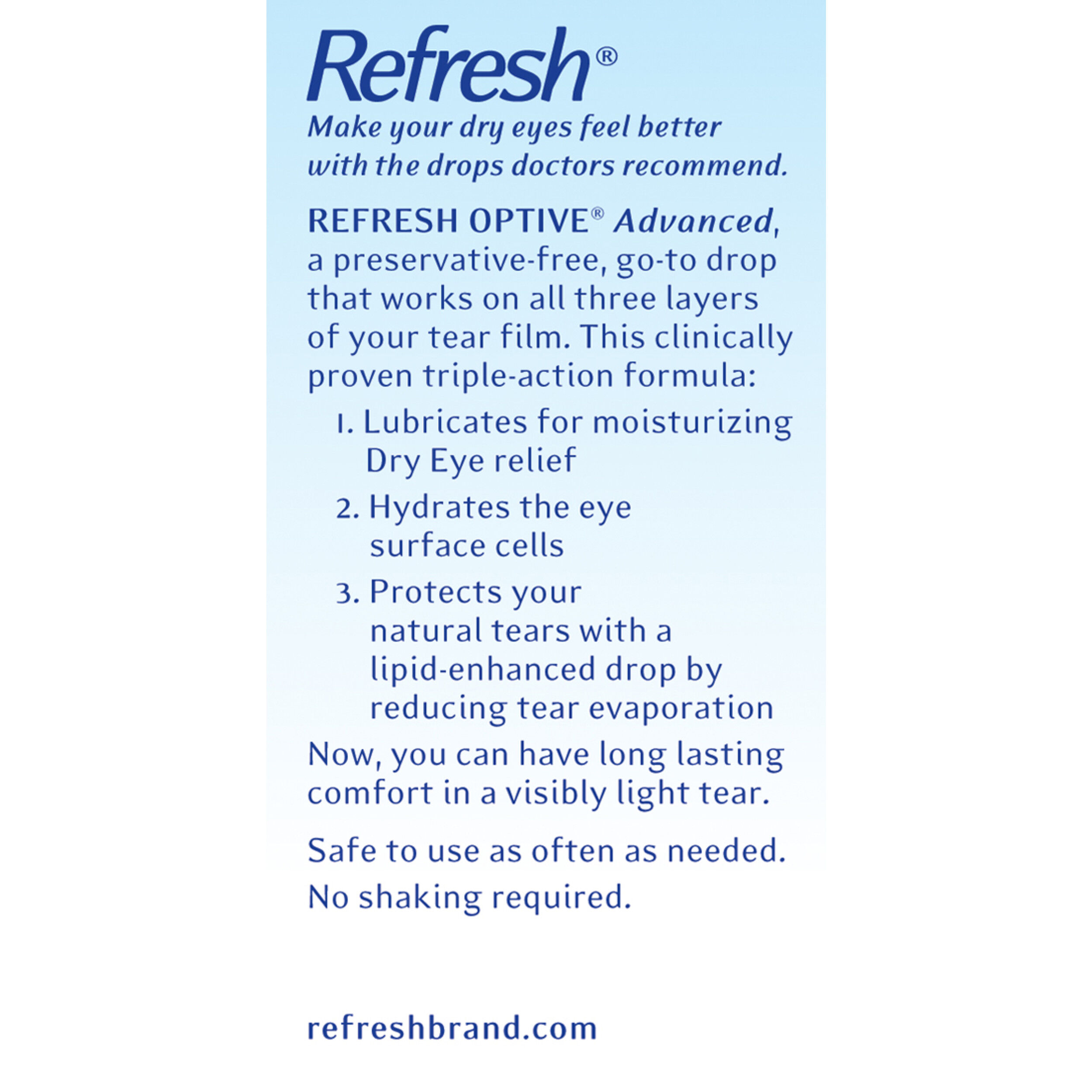 REFRESH OPTIVE® ADVANCED Preservative-Free - Shop REFRESH®